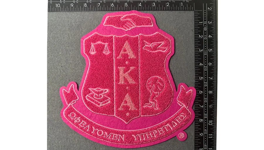 Stock Aka Sorority Shield Patches Pink And Green Iron On Patch For ...