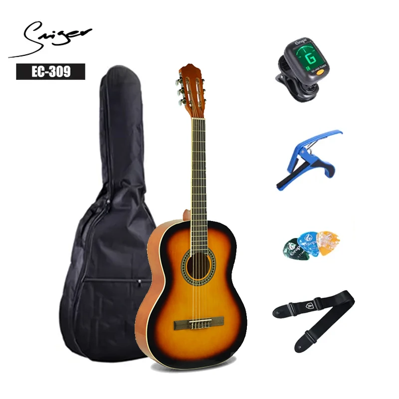 Full Size 39inch China Wholesale Natural Wood Color Classical Guitar ...