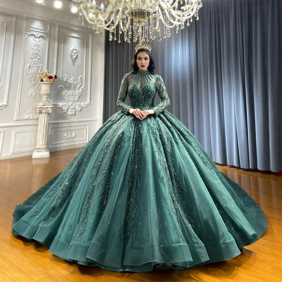 Jancember Ns4500 Luxury Gracious Heavy Beading Long Sleeve Wedding ...