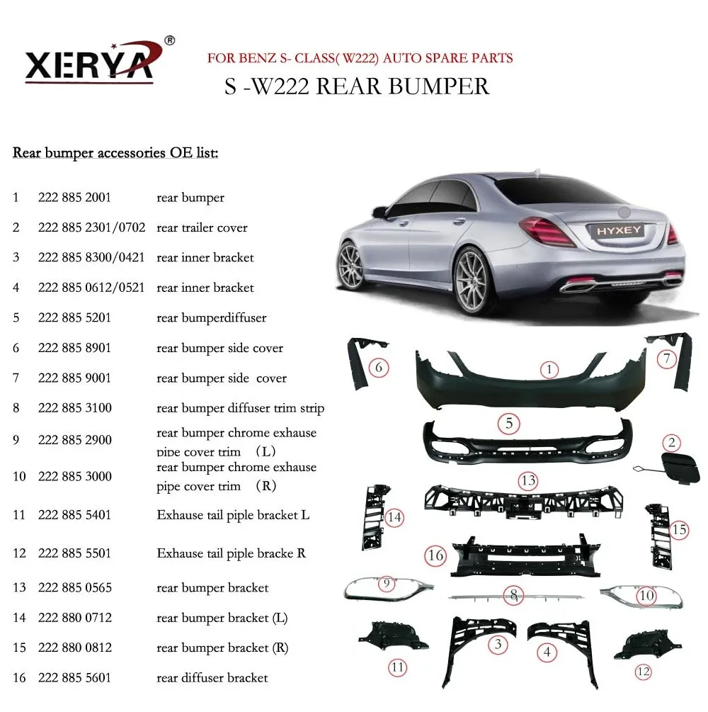 Body Kit For New Mercedes Benz S Class W222 In S65 Style Rear Bumper ...