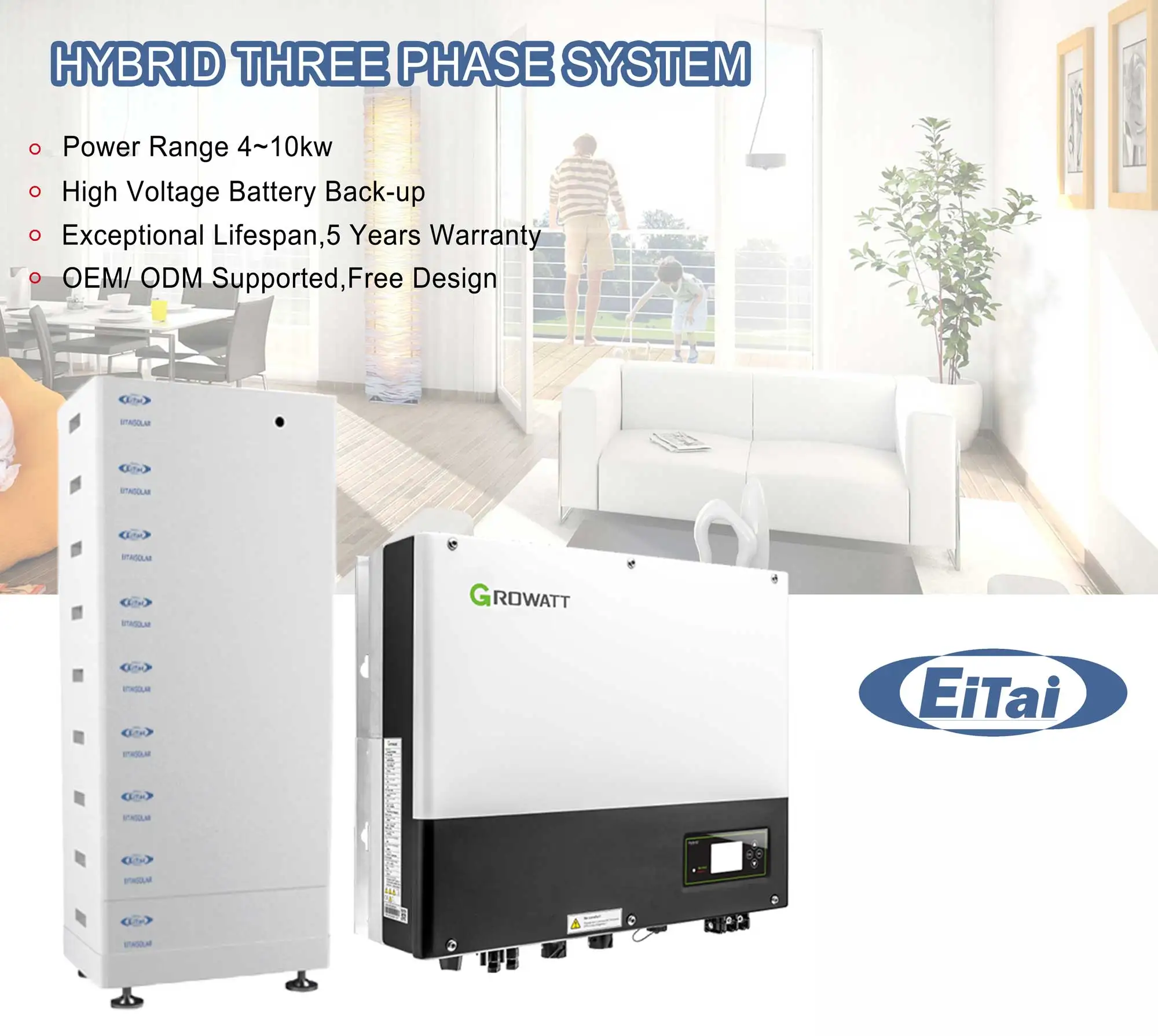 Eitai Growatt Hybrid Solar System Complete 10kva 15kw 30kw Household ...