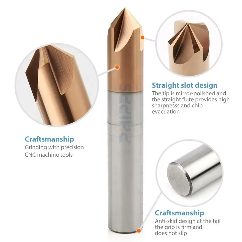 Gw Hrc55 Straight Groove 45/60/90 Degree Cnc Carbide Chamfer Cutter ...