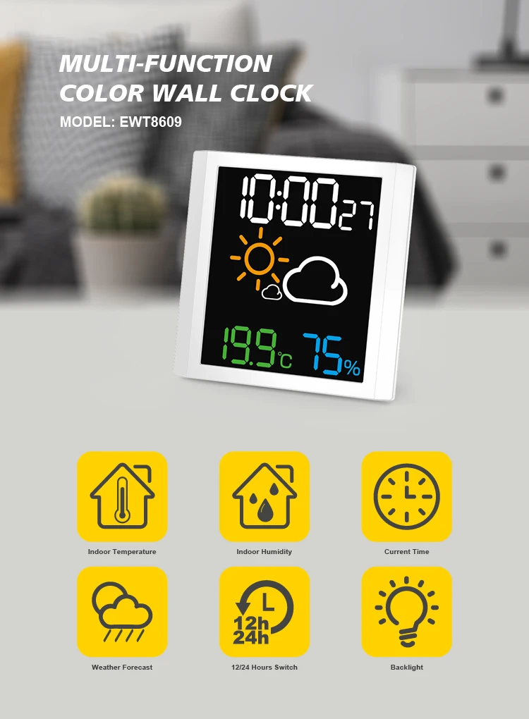 Ewetime Color Big Size Wall Digital Clock Digital Wall Clock Display ...