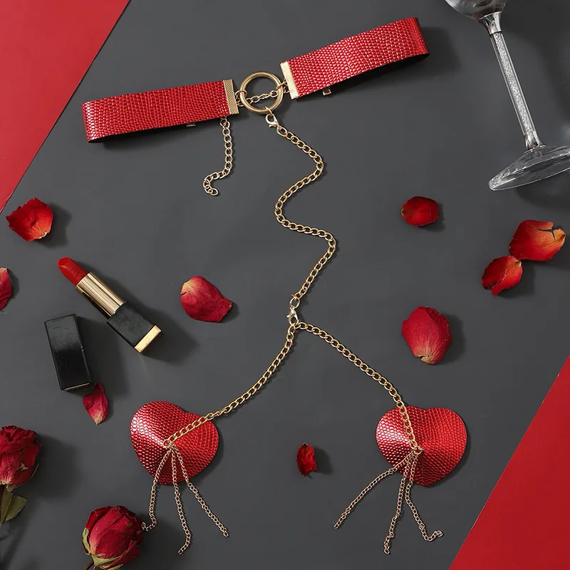 Sexy Chest Stickers Love Leather Chest Chain Tassel Nipple Stickers One ...