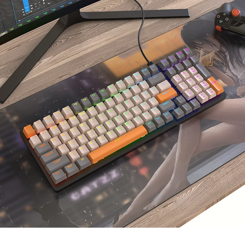 Free Wolf K3 Mechanical Keyboard - 100-Key Customized Gaming