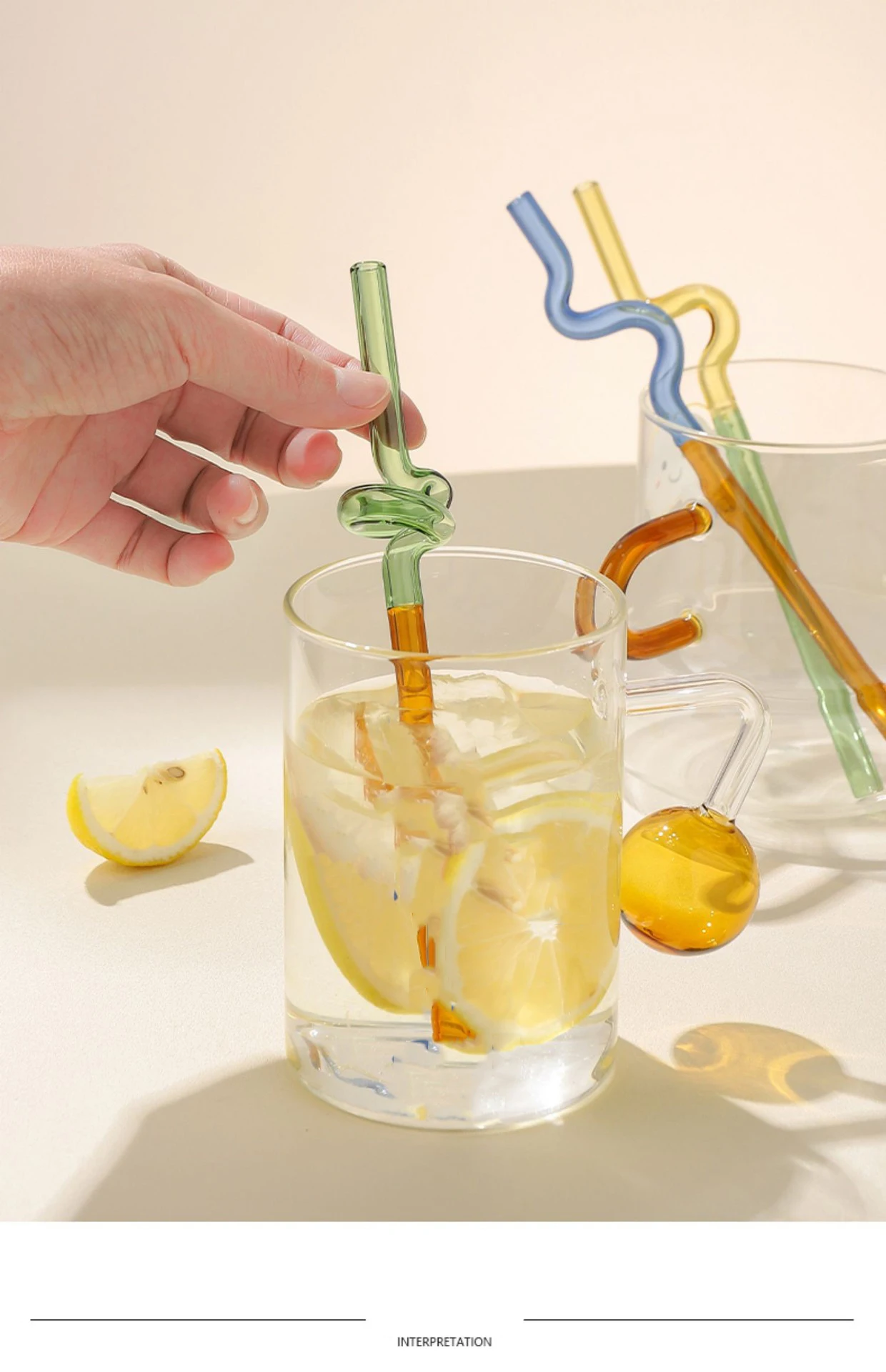 Reusable Cocktail Stirrers Glass Wavy Straw Twist Curly Glass Straws ...