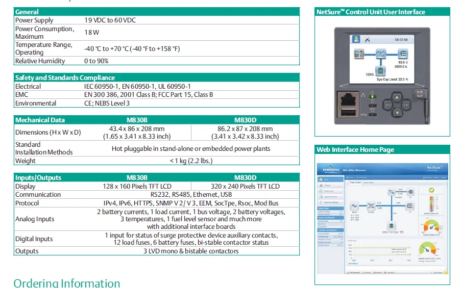 EMERSON/VERTIV M830B Power Monitoring Module Controller