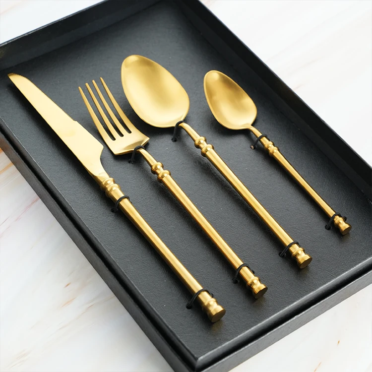 High Quality Chinese Factory Gold Cutlery Set Gold Flatware Knife Spoon ...