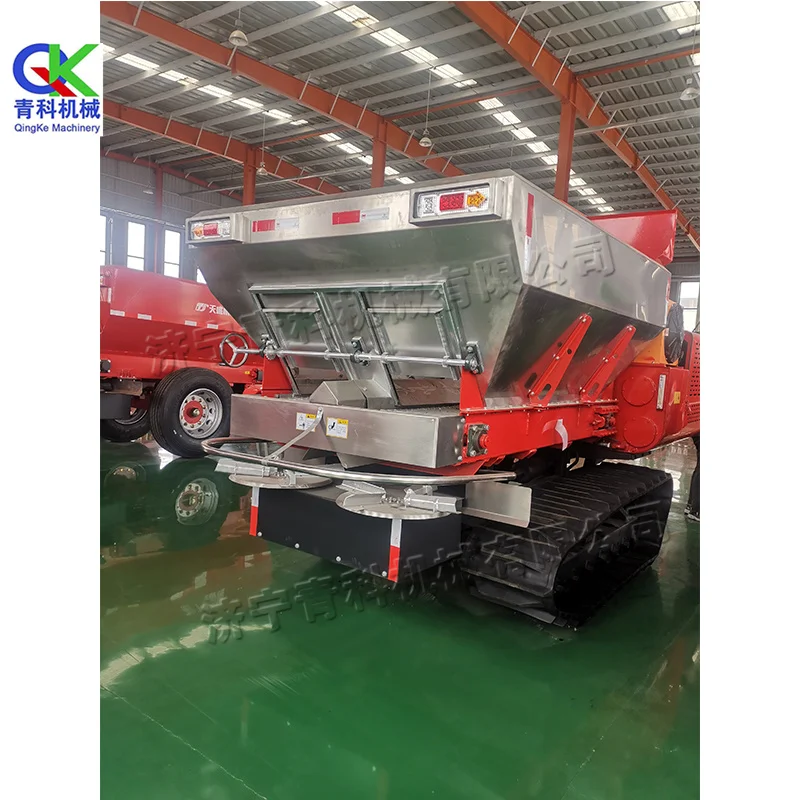 Sprinkling Farm Manure With Tracked Car With Power Rice Field ...
