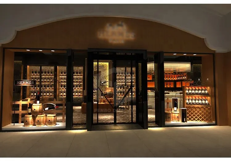 Liquor Store Shelving Corner Wine Display Cabinet Wall Shelf Rack ...