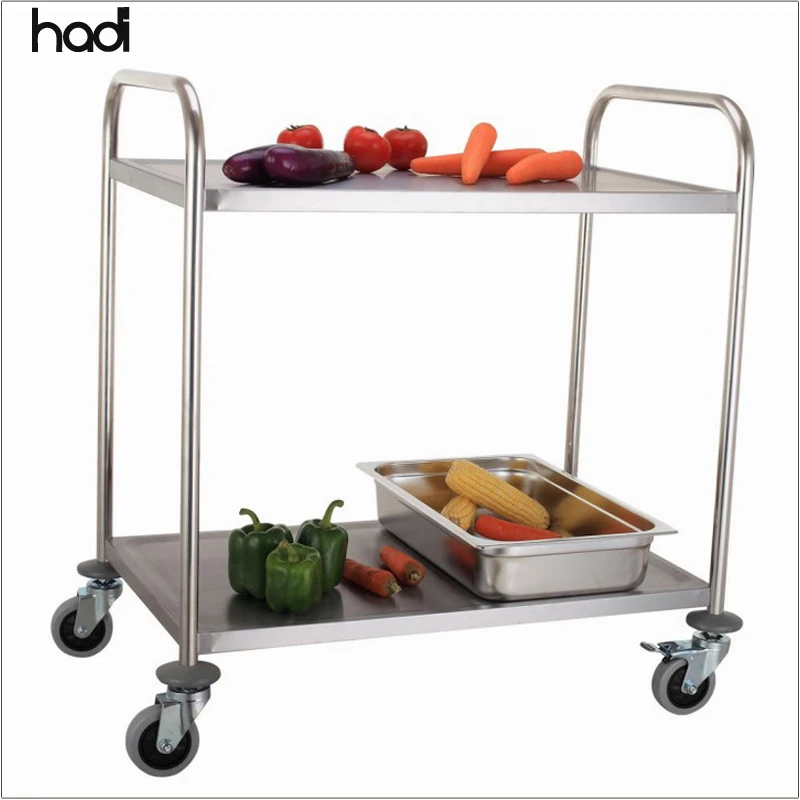 2-tier Stainless Steel Folding Serving Trolley Hd Kitchen Equipment For ...