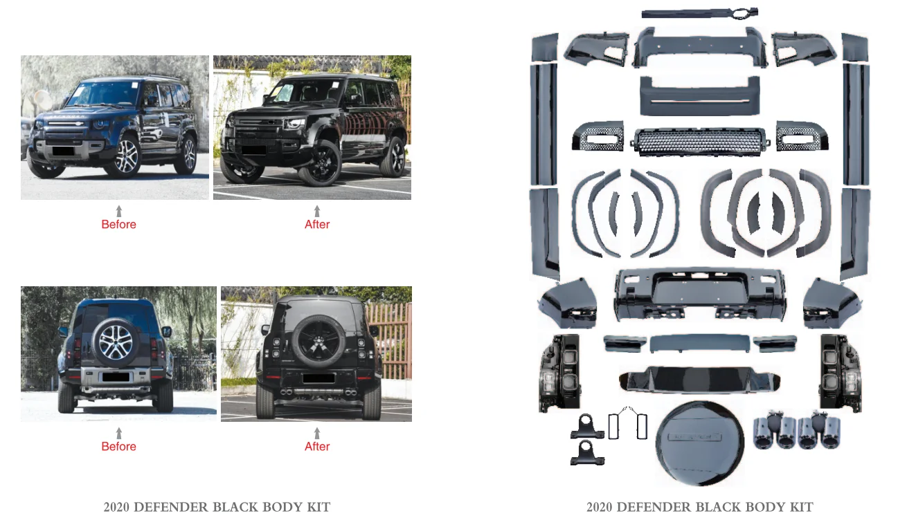All Black Body Kit Modified Bodykit For Land Rover Defender 90 110 L663 ...