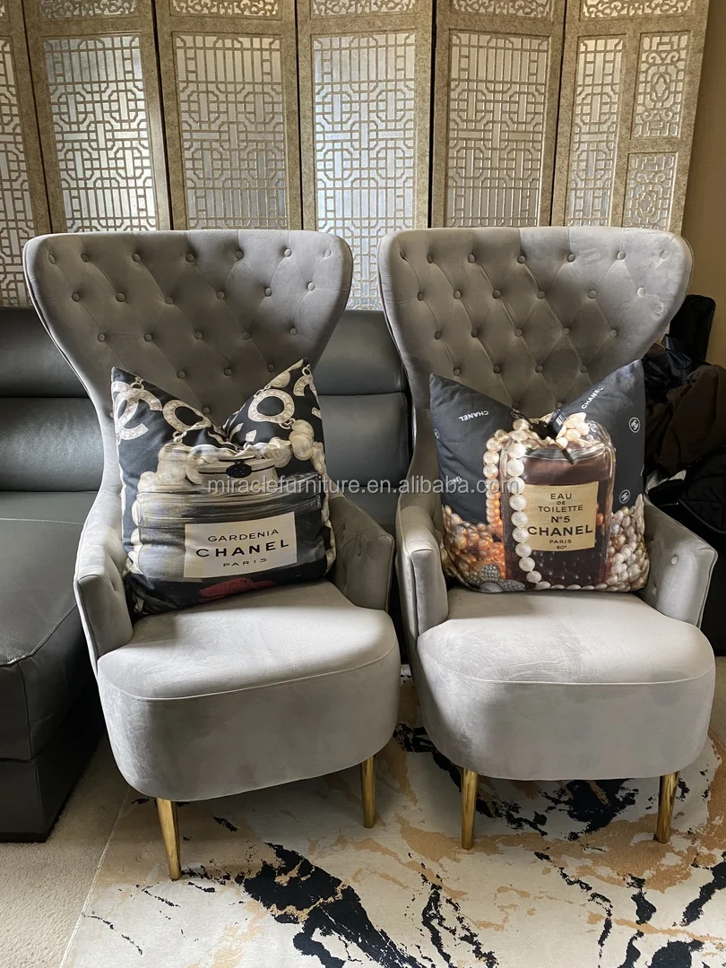 Modern Classic Style Button Tufting High Back Chairs