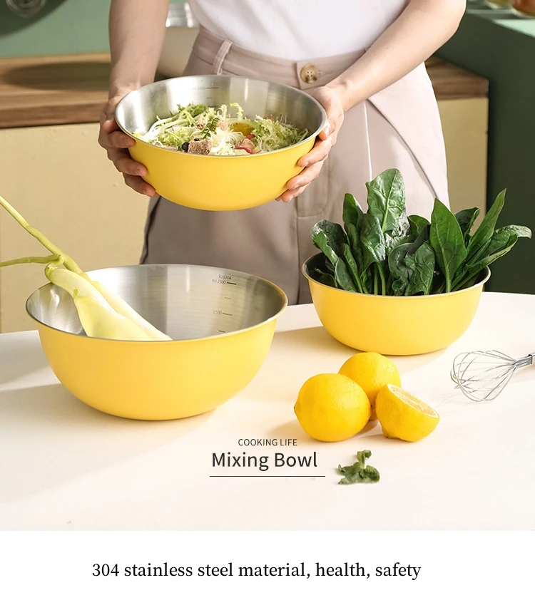 304 Stainless Steel Basin Graduated Cooking Basin Set With Drain Basket ...