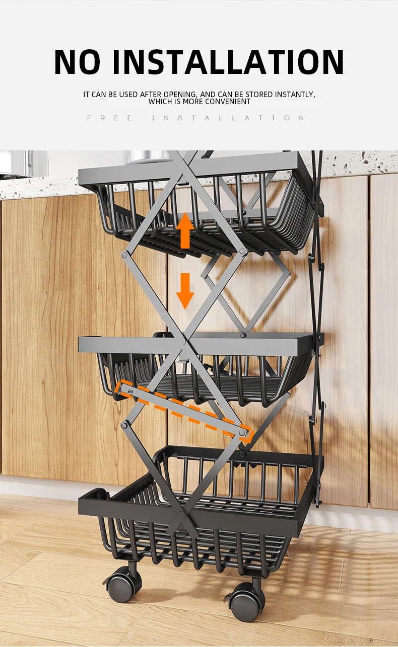 Kitchen Floor Fruit Organizer Storage Basket Vegetable Basket Type 3/4 ...