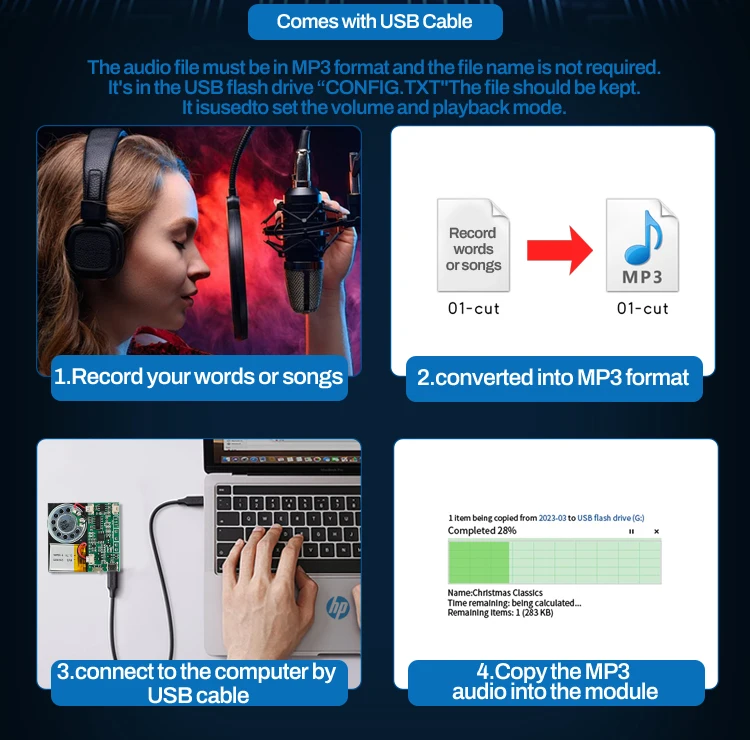 Programmable 8M Rechargeable USB MP3 Sound Music Player