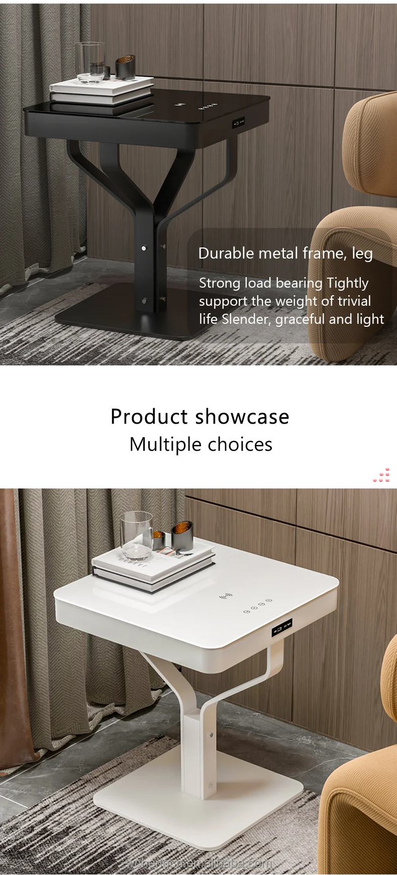 Modern Nightstand Tamper Glass Top Home Office Furniture With Speaker Smart Bed Side Table - Buy ...