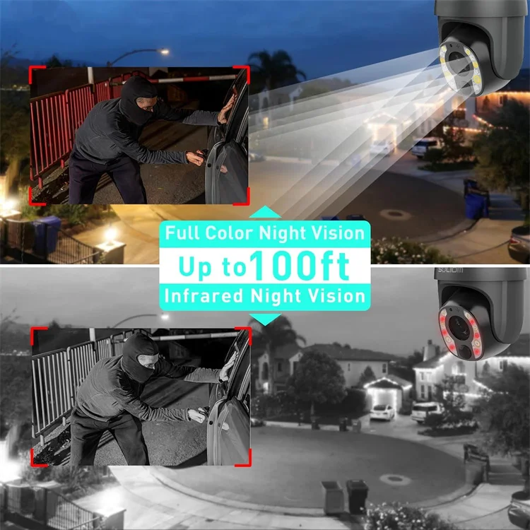 Spotlight Color Night Vision Human Detection Optical 5MP 4G PTZ Outdoor ...