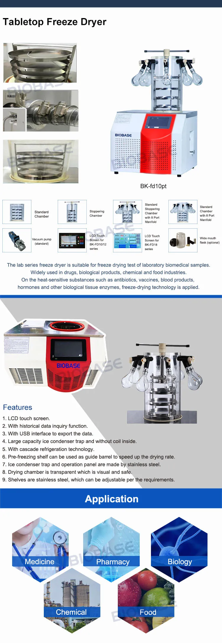Biobase China Freeze Dryer Vacuum Bk-fd12pt Food Dehydrator Vacuum ...