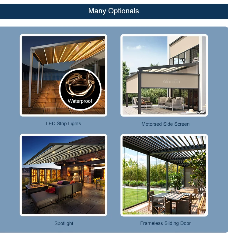 Motorized Retractable Pergola - Durable PVDF Coated Awnings