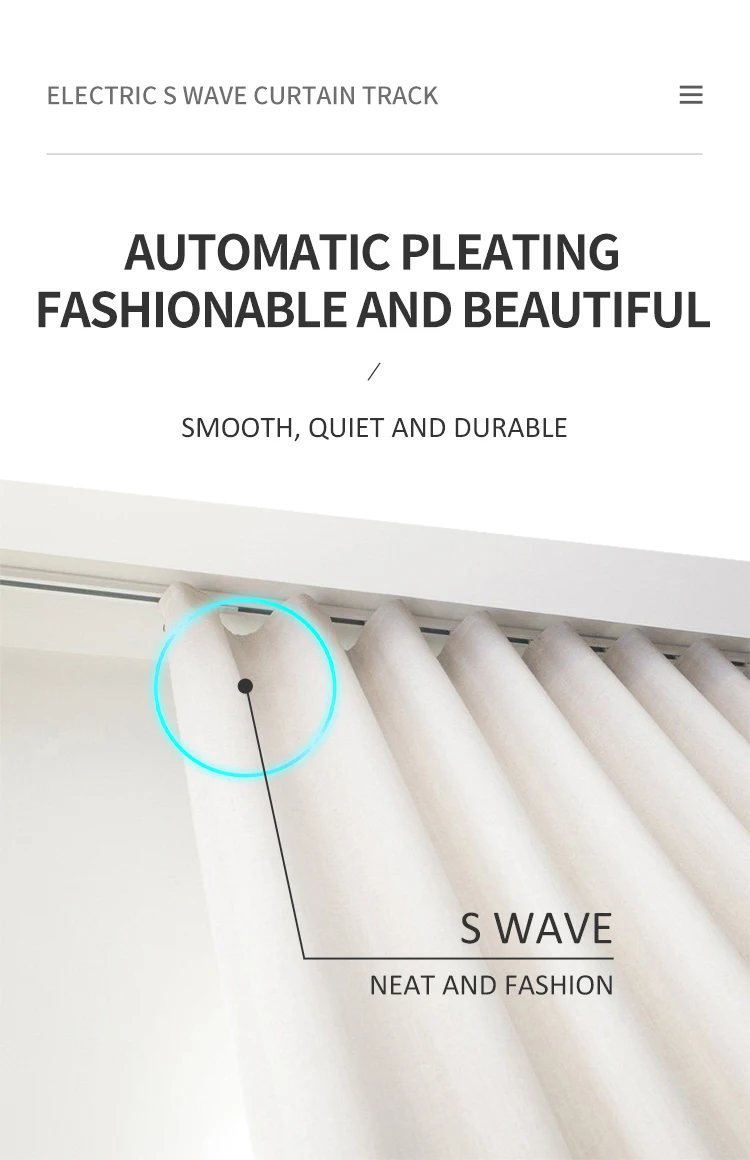 Automatic Ripple Fold Curtain Track Best Selling Super Smooth Modern S ...