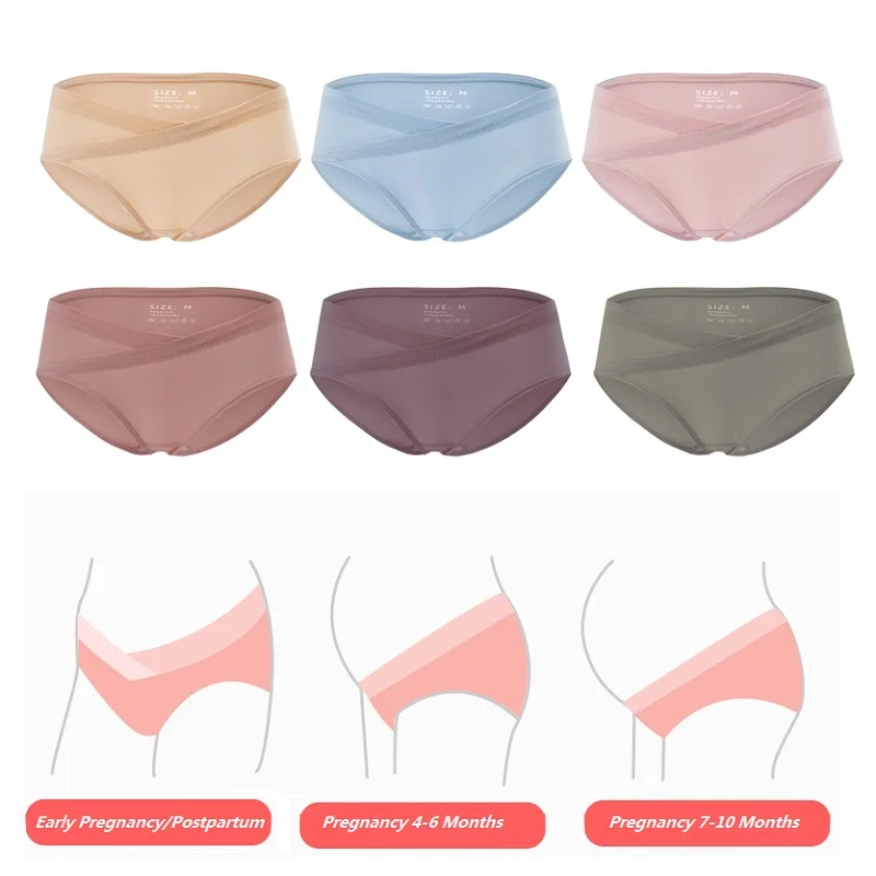 Low Waist V-shaped Underpants for Pregnant Women High Elastic Seamless Briefs for Pregnant Women ...