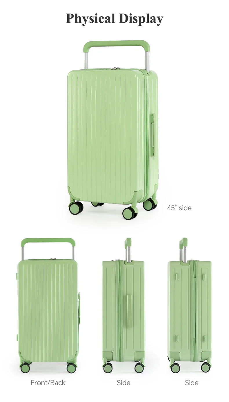 2023 New Trend Factory Supply Green Color Wide Trolley Handle Luggage ...