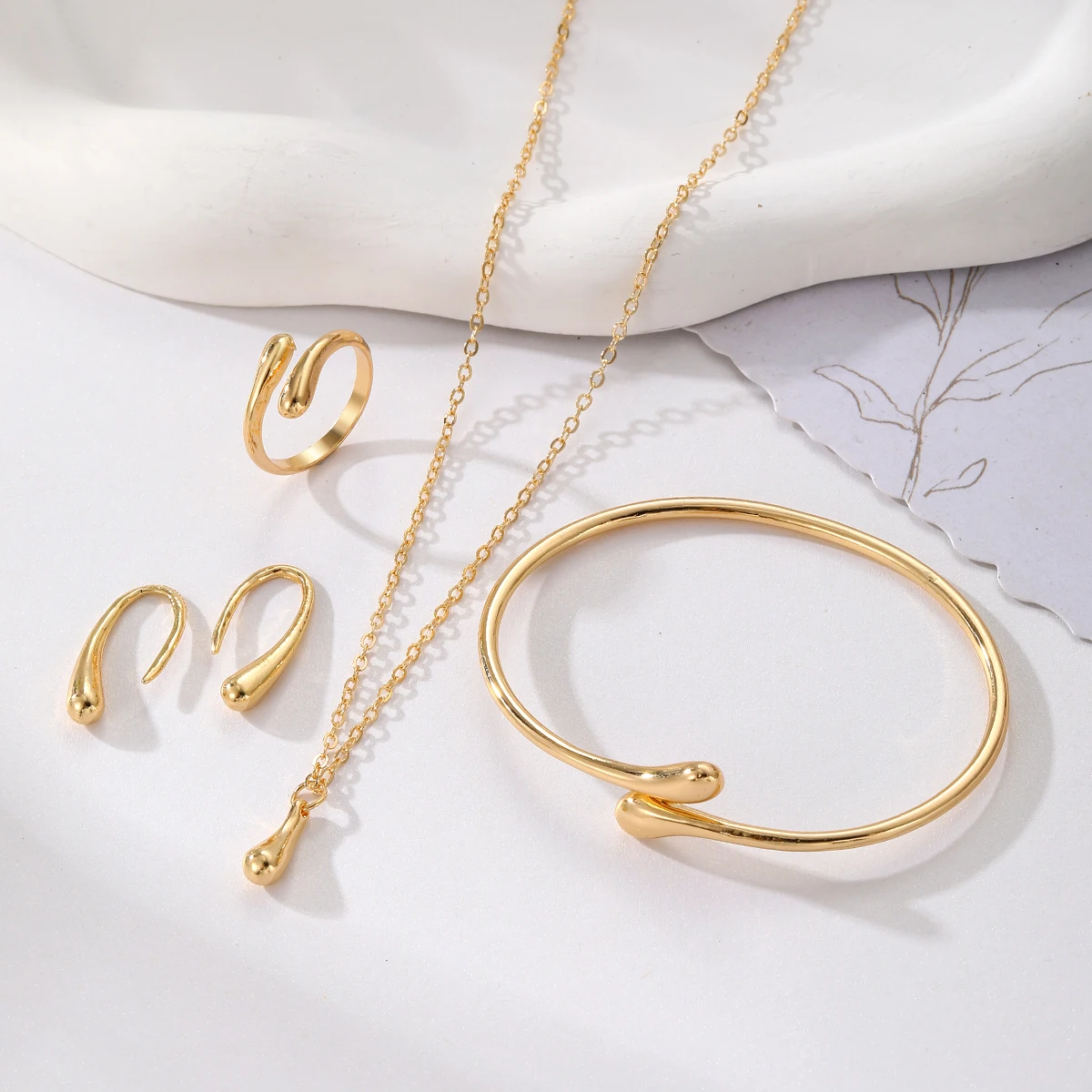 KISSWIFE Adjustable Elegant Water Drop Jewelry Set for Women