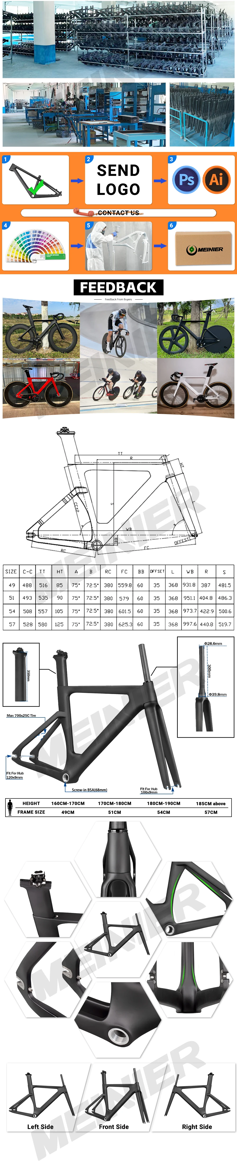 Carbon Fixie Frame - Lightweight & Rigid BSA Track Bike