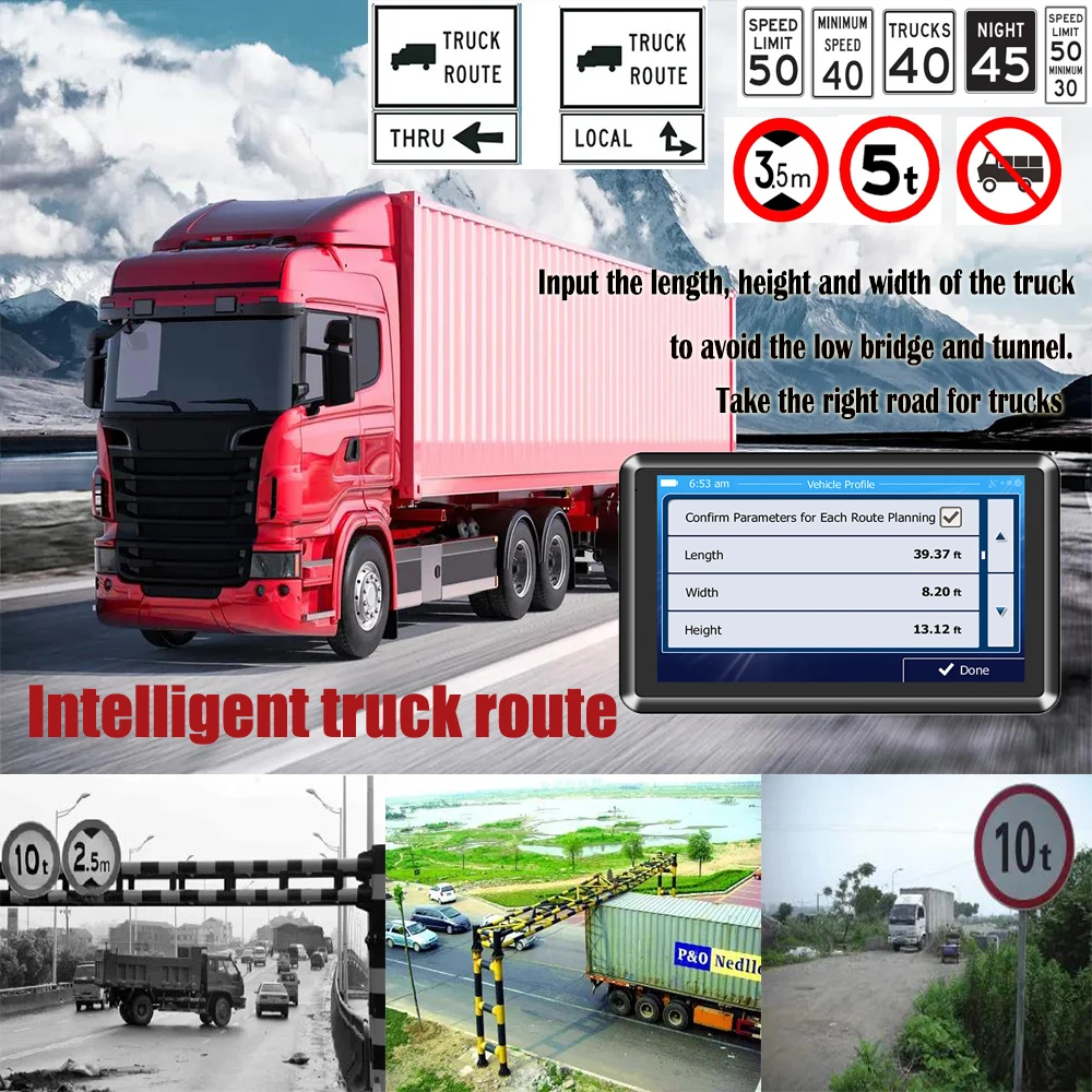 Universal Free Map 5 Inch HD Touch Screen Navigation Truck