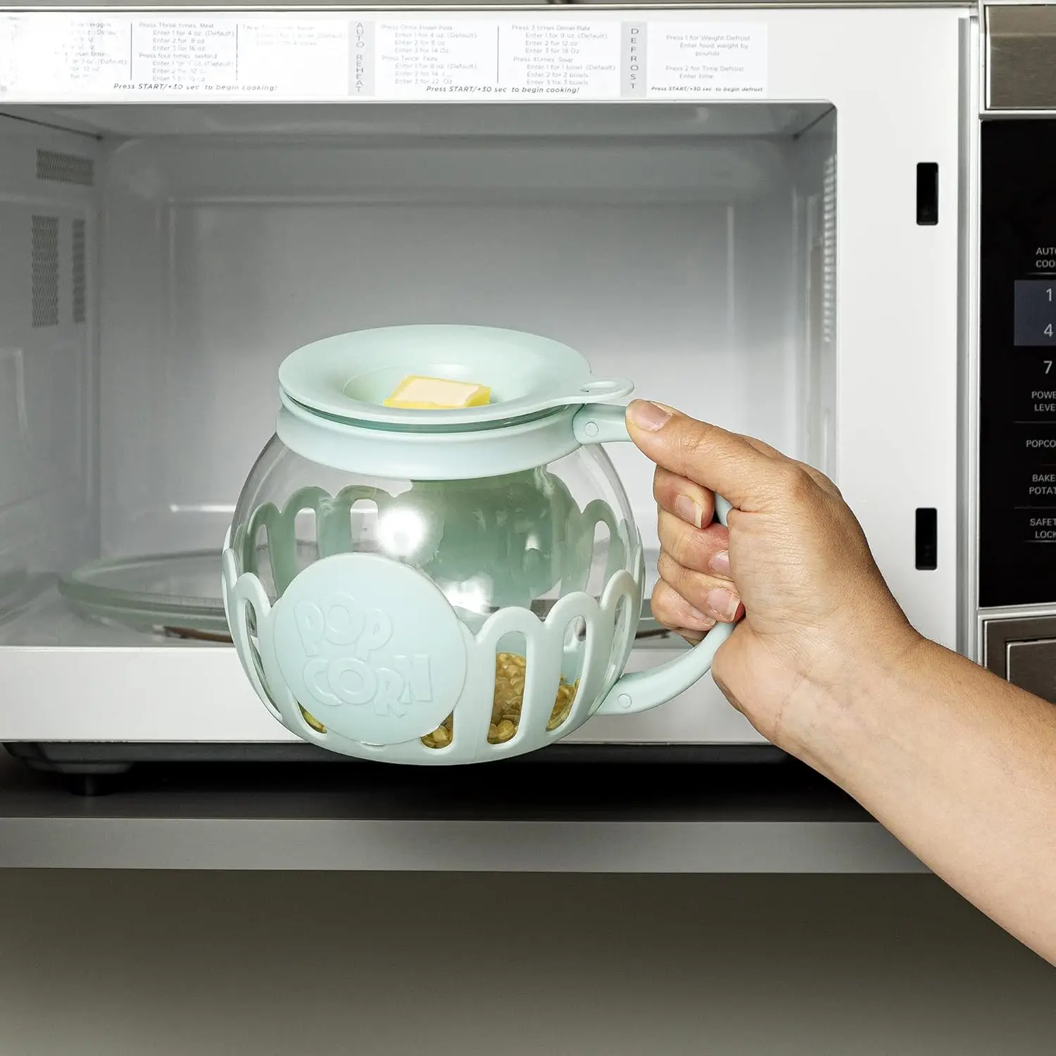 Glass Microwave Popcorn Popper 2.25qt Original Popcorn Jar With ...