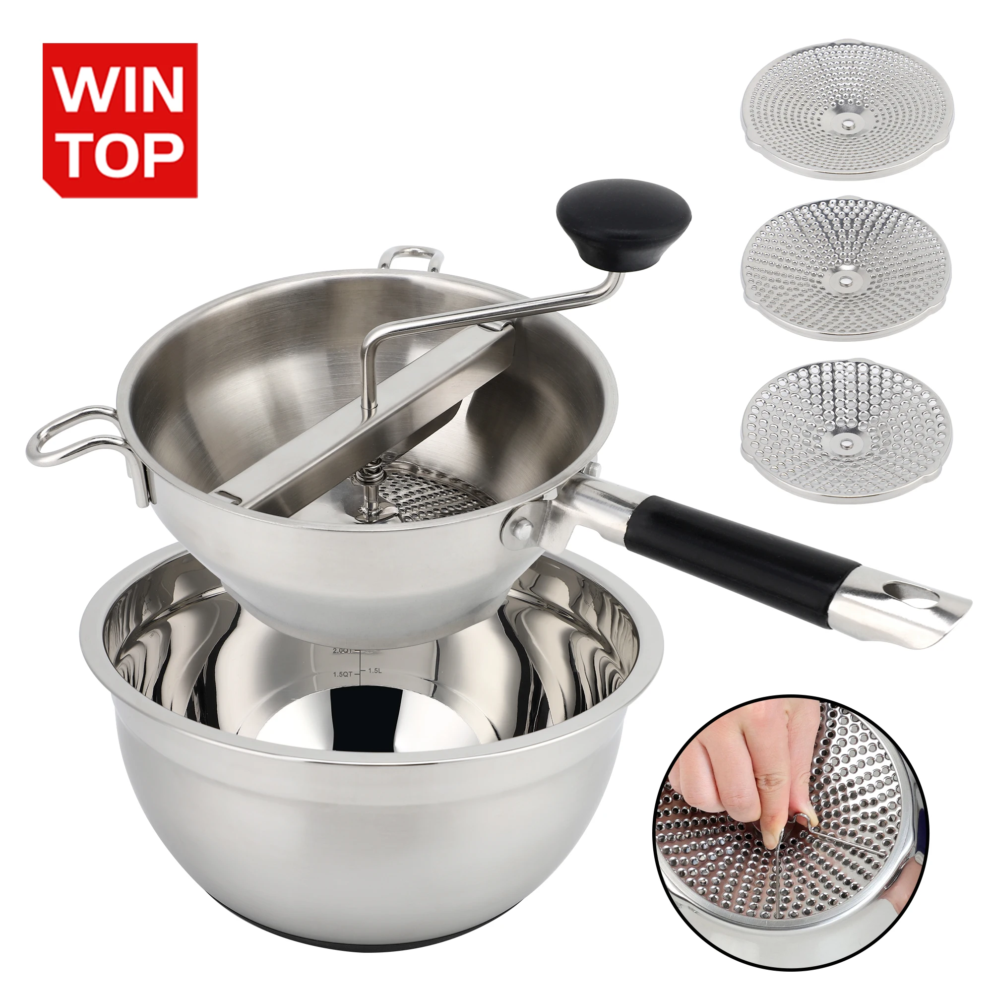 Rotary Stainless Steel Food Mill Strainer And Stainless-steel Mixing ...