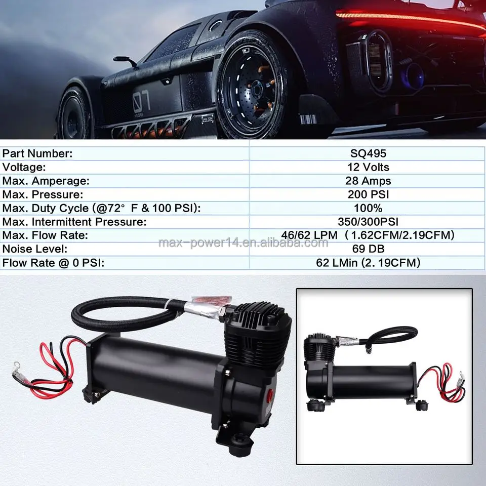 Super Silent 70DB SQ495 DC 12V Air Suspension Compressor