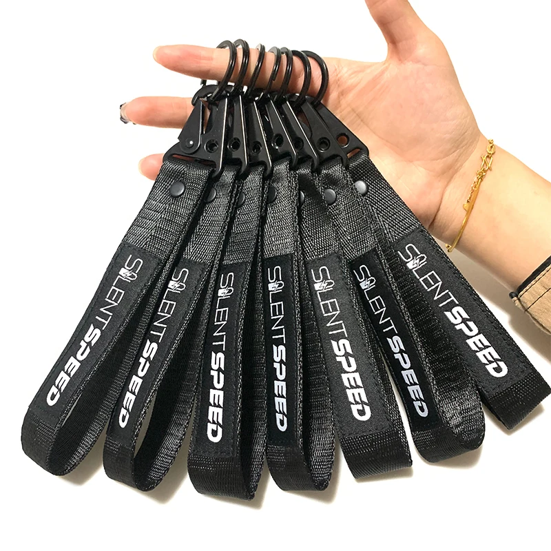 Custom Logo Woven Embroidered Short Keychain Lanyard