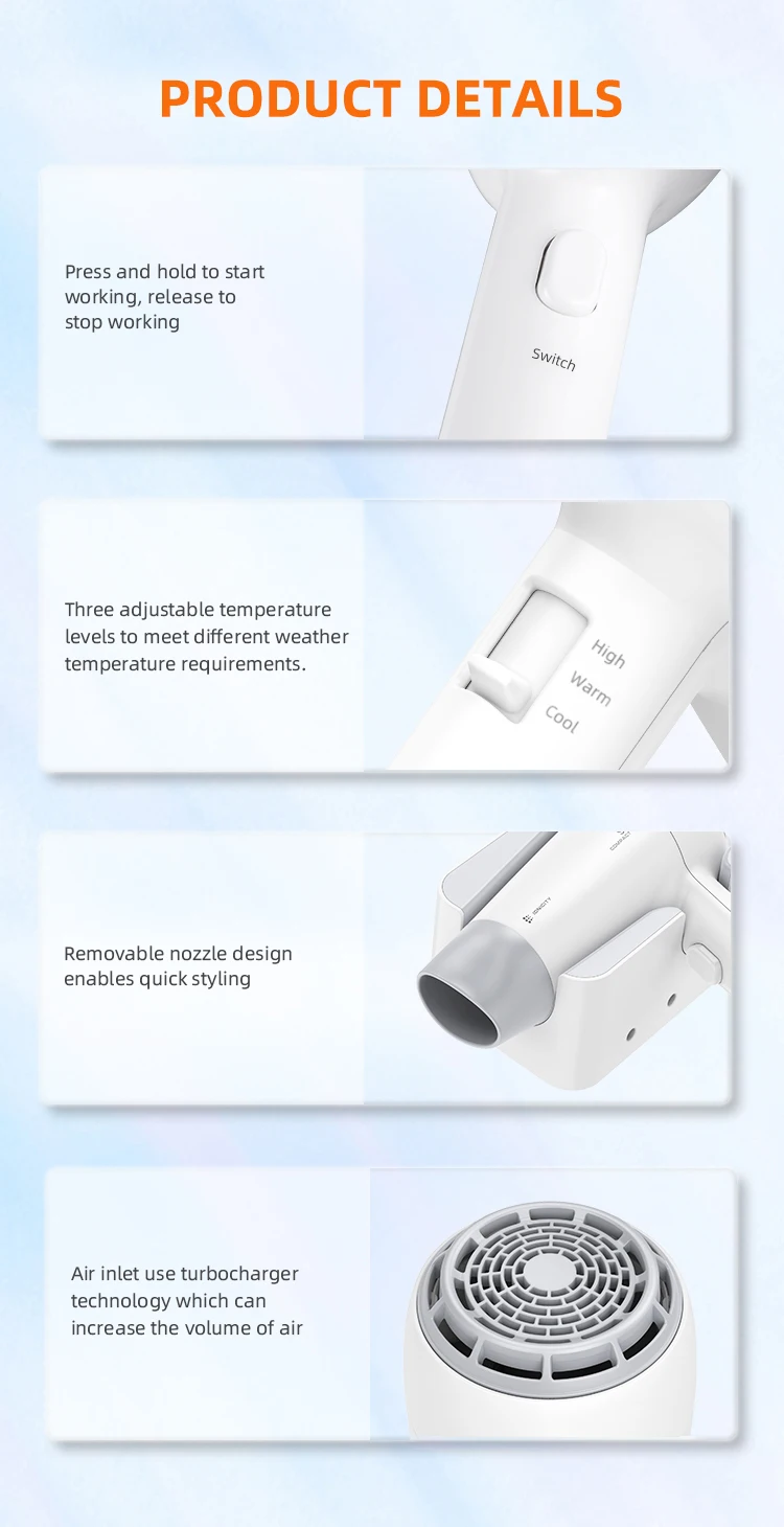 1800W High Speed Hair Dryers for Hotels - Professional & Reliable