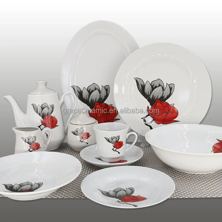 Custom Porcelain Dinner Set Luxury Dinnerware 60 Pcs 58 Pcs Crockery ...