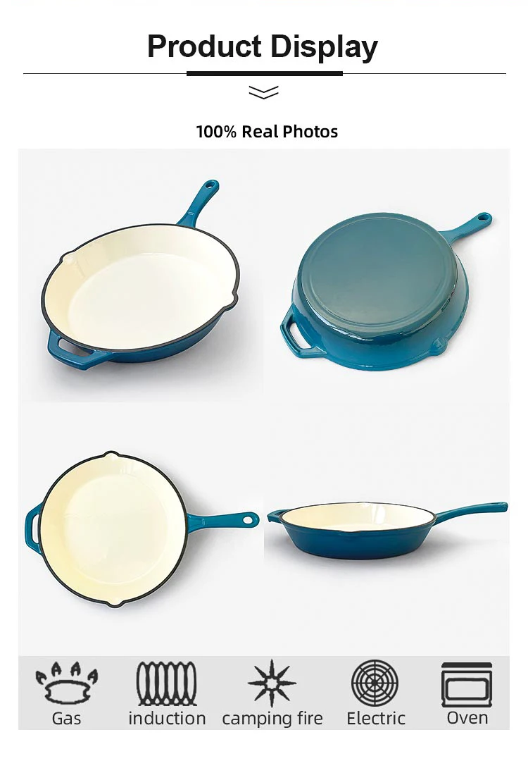 Enamel Cookware Set Enamel Cast Iron Frying Pan Round Enamel Non Stick ...