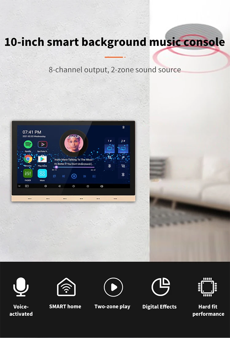Touch Screen Multi Room Stereo Wifi Music BluetoothS in Wall Amplifier ...