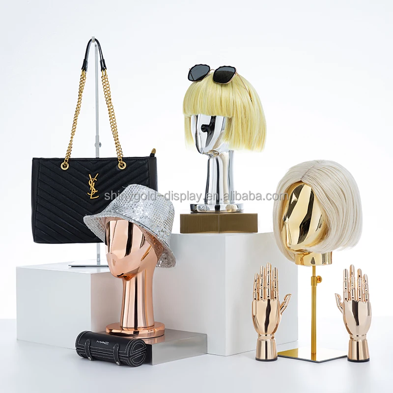 Wig Stand Chrome Human Hair Mannequins Head for Sunglasses Display ...