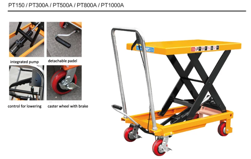 300kg Hydraulic Scissor Lift - High Strength Mobile Trolley