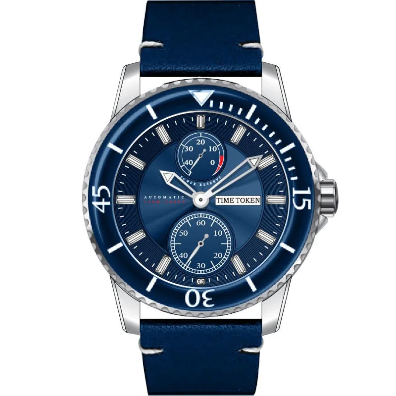 Time Token Genuine Leather Straps Luminous Mens Fashion Mechanical ...