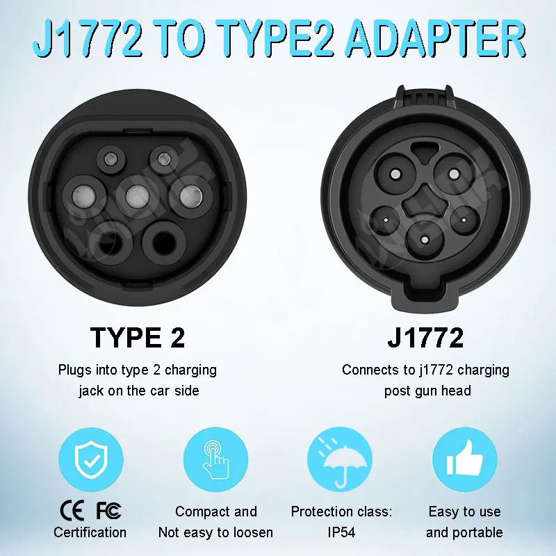 Ev Charger Converter Type 1 To Type 2 Ev Charging Adapter Plug Ev ...