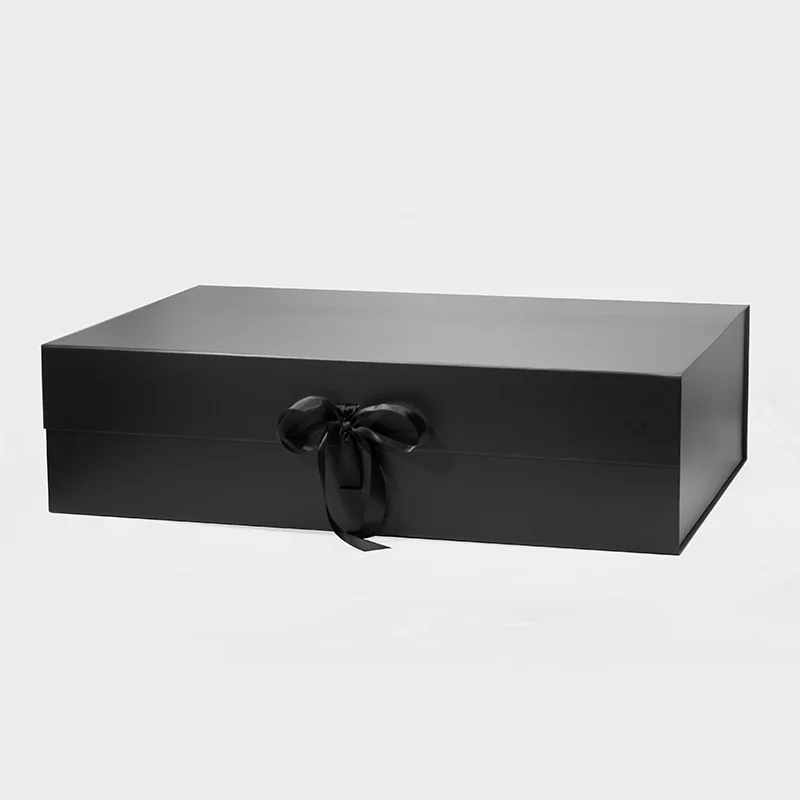 In Stock Low Moq Black Color Rigid Flat Magnetic Folding Gift Box For ...