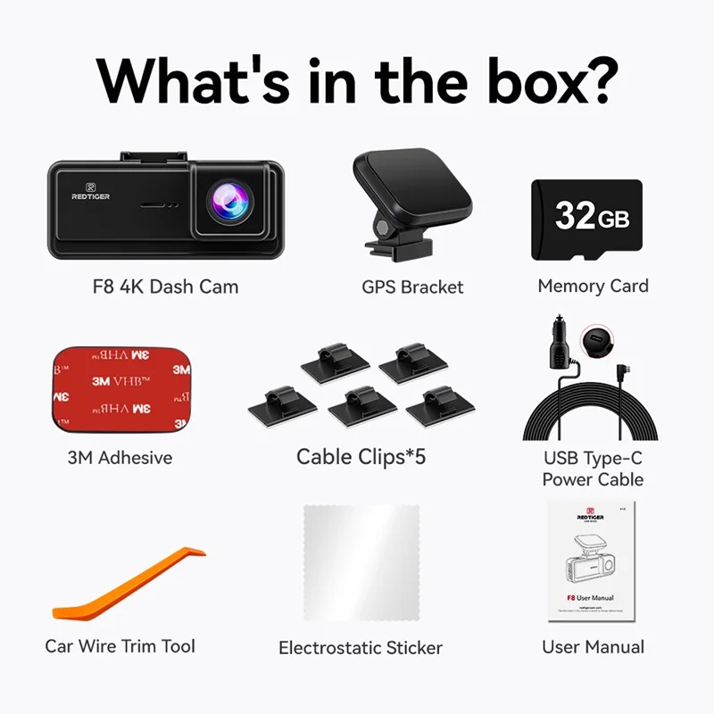 Redtiger F8 Touch Screen 4k Wifi Front Dash Cam Car Black Box Video ...