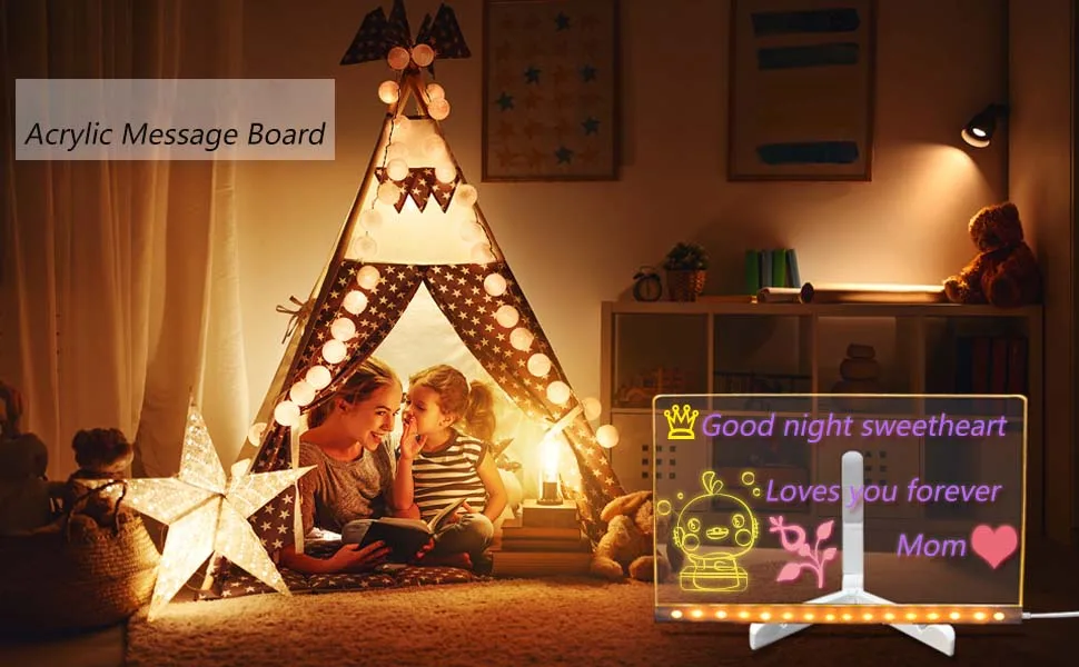 Children Erasable Transparent Luminous Message Board Led Light ...