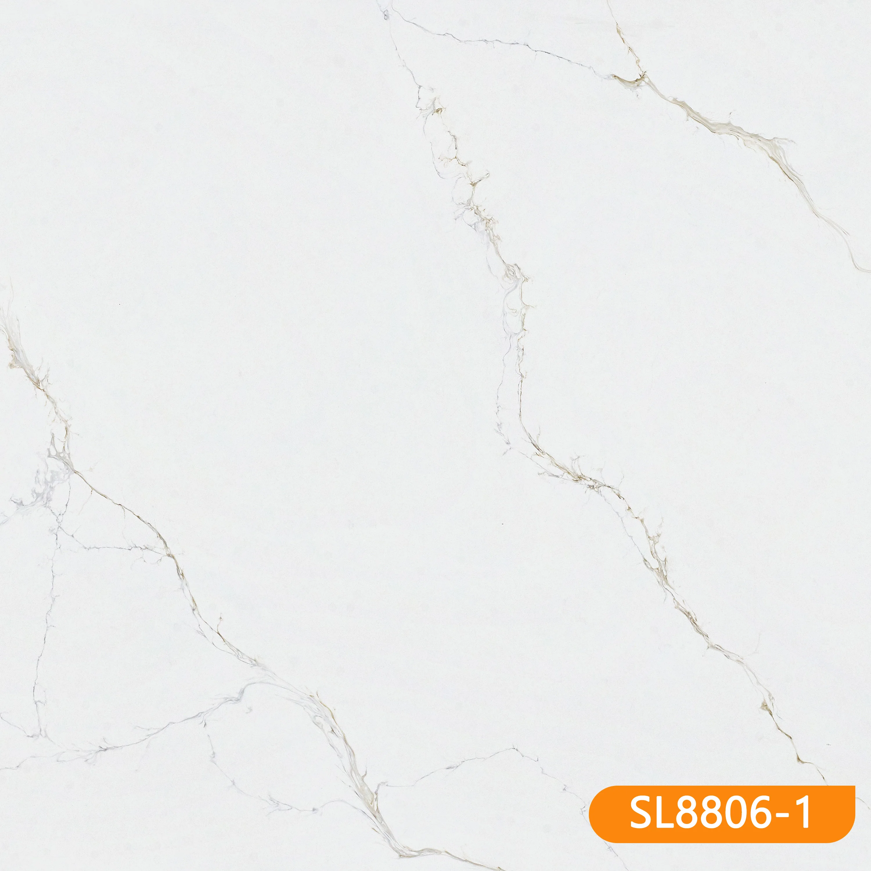 Statuario White Marble Slab with Long Vein Durable Artificial Quartz ...