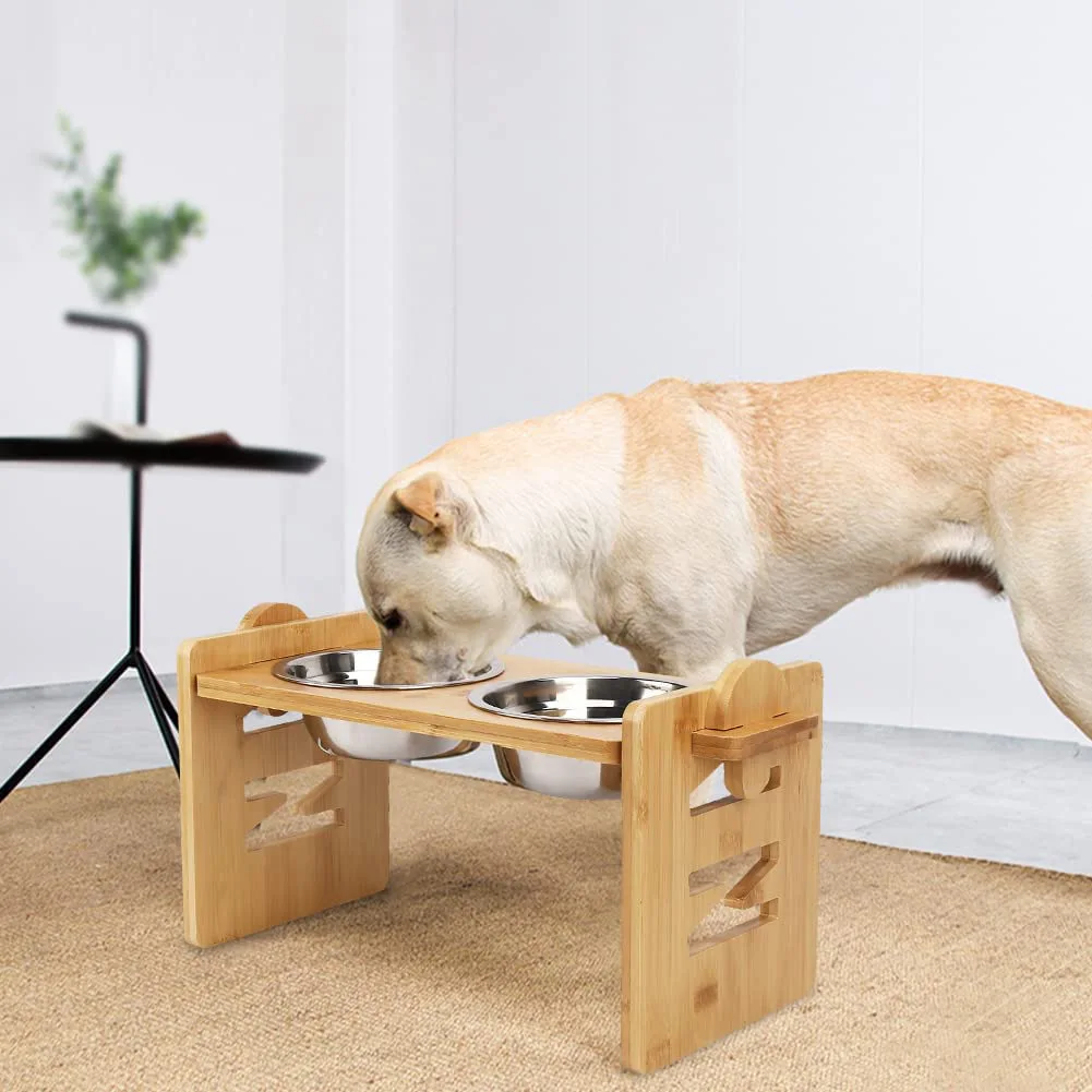 Wooden Pet Dining Table Food Basin Holder - Buy Wooden Dog Serving Bowl ...