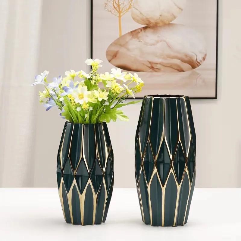 Nordic Gold Border Ceramic Tabletop Vase Decoration For Home Decor ...