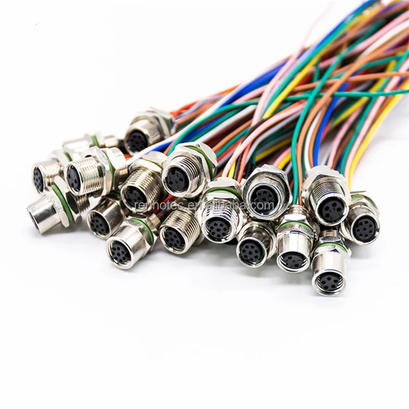 M12 Connector Panel Mount 2 3 4 5 6 8 12 17 Pin Ip67 Ip68 Waterproof ...