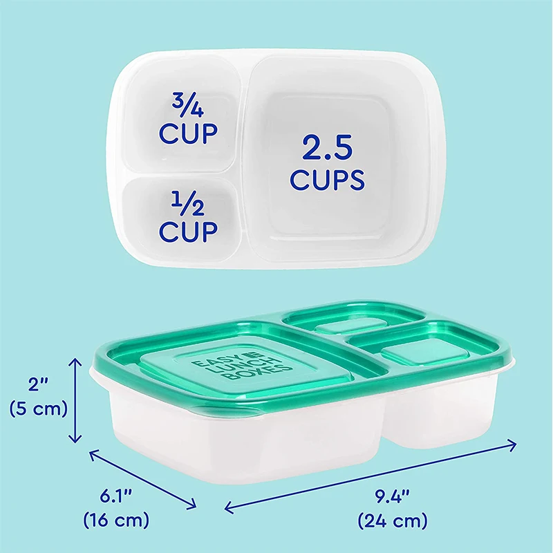 Reusable 3 Compartment Food Storage For School Work And Travel Kitchen ...
